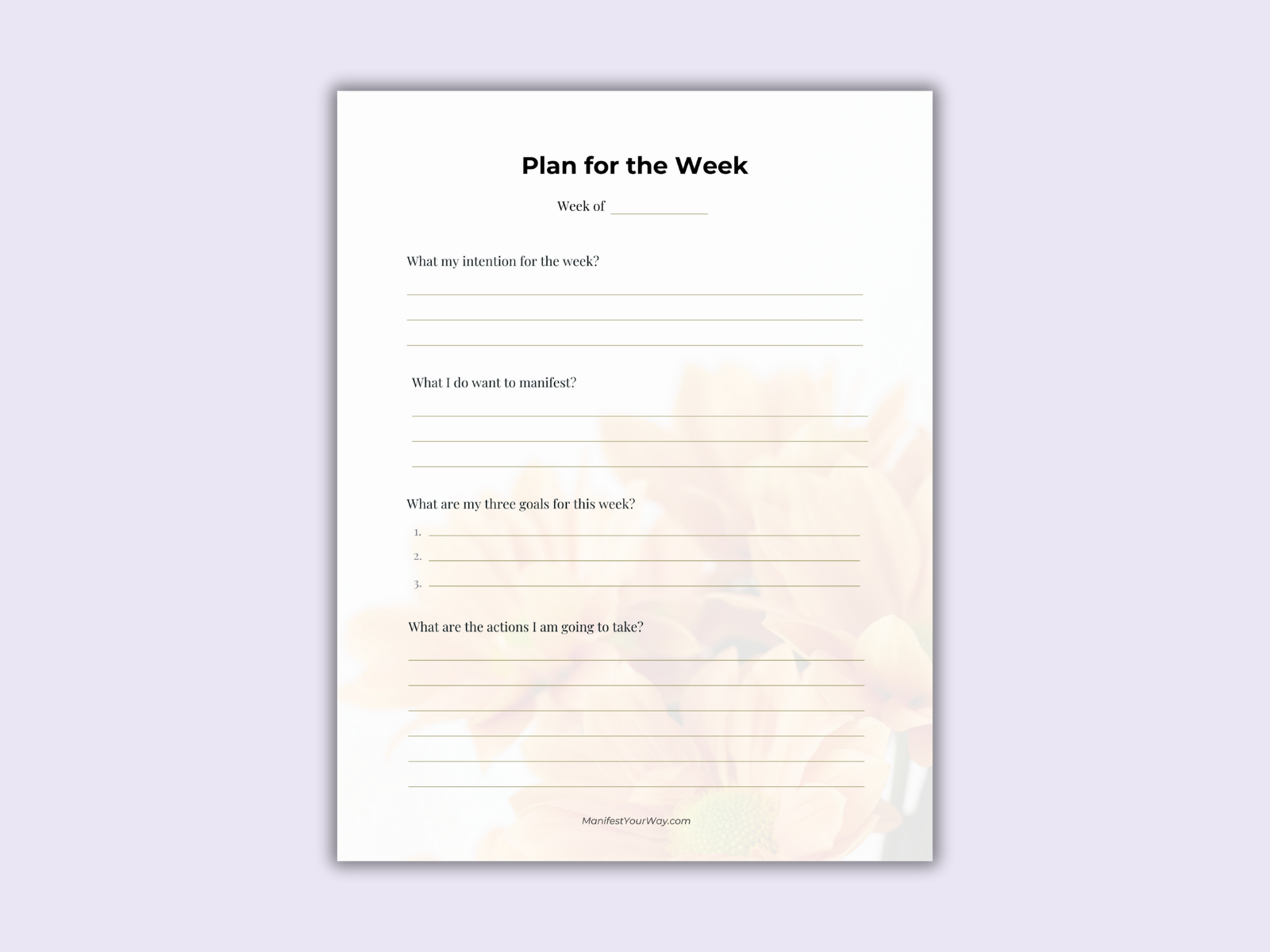 Free Weekly Planning Reflection Worksheet Printable - Manifest Your Way