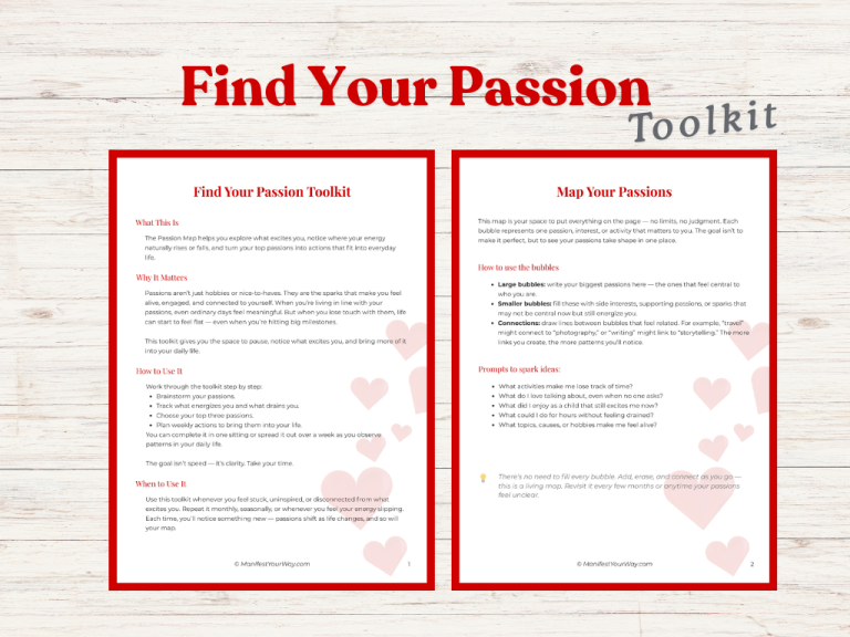 Find Your Passion Toolkit – Printable Passion Worksheets - Manifest ...